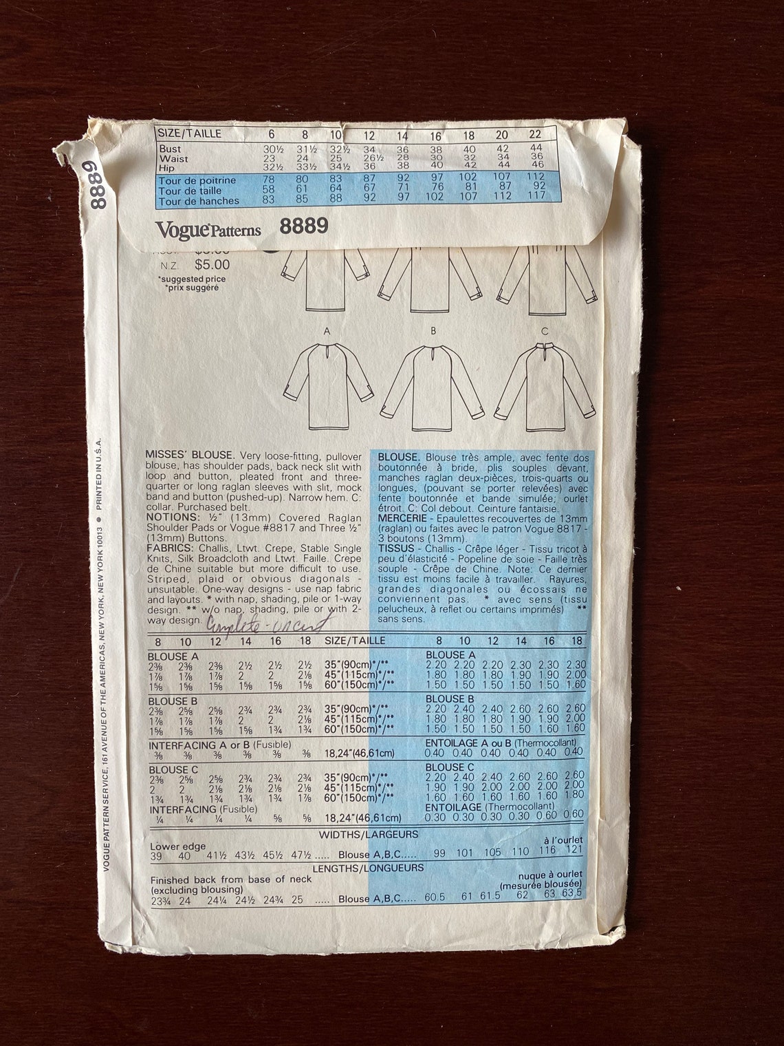 Vogue Patterns 8889 - Etsy