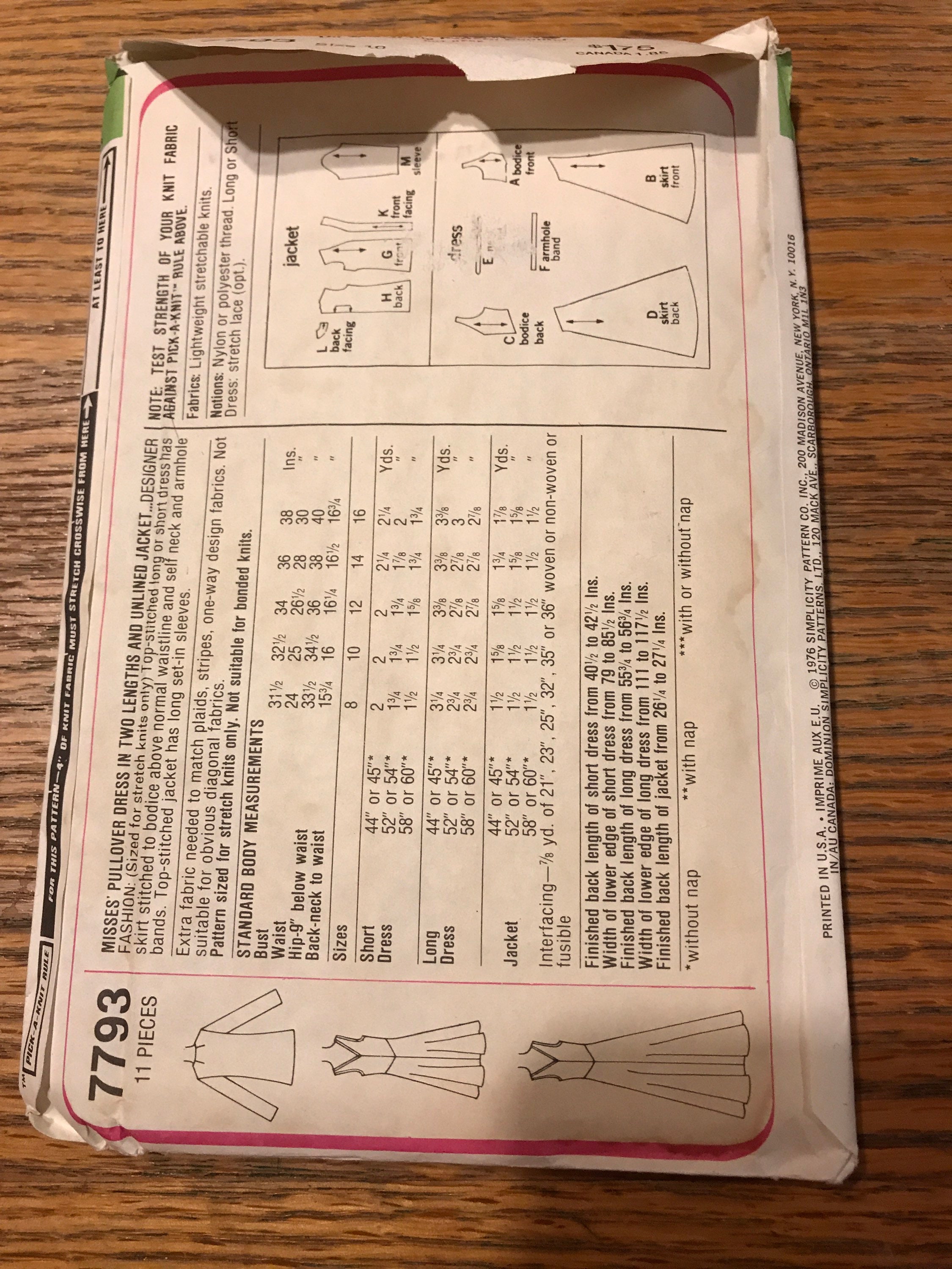 Simplicity 7793 Vintage Dress Pattern - Etsy