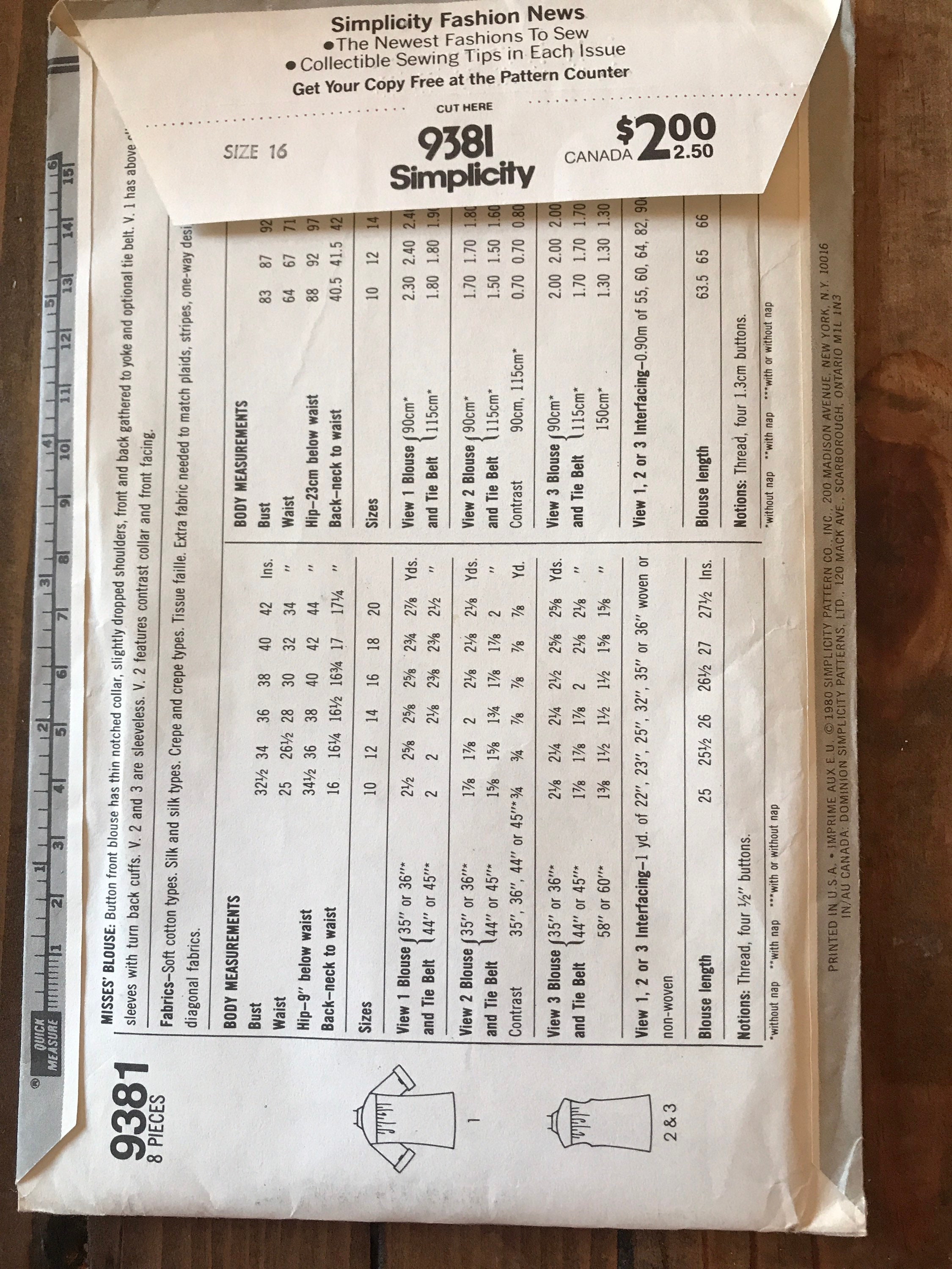 Simplicity 9381 Blouse Pattern - Etsy
