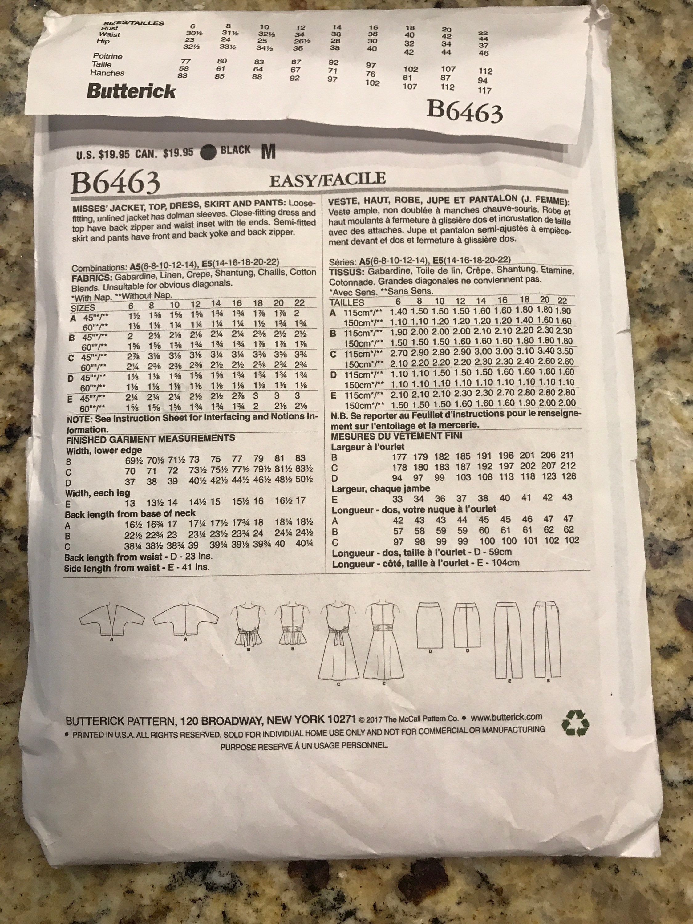 Butterick 6463 Lifestyle Wardrobe - Etsy