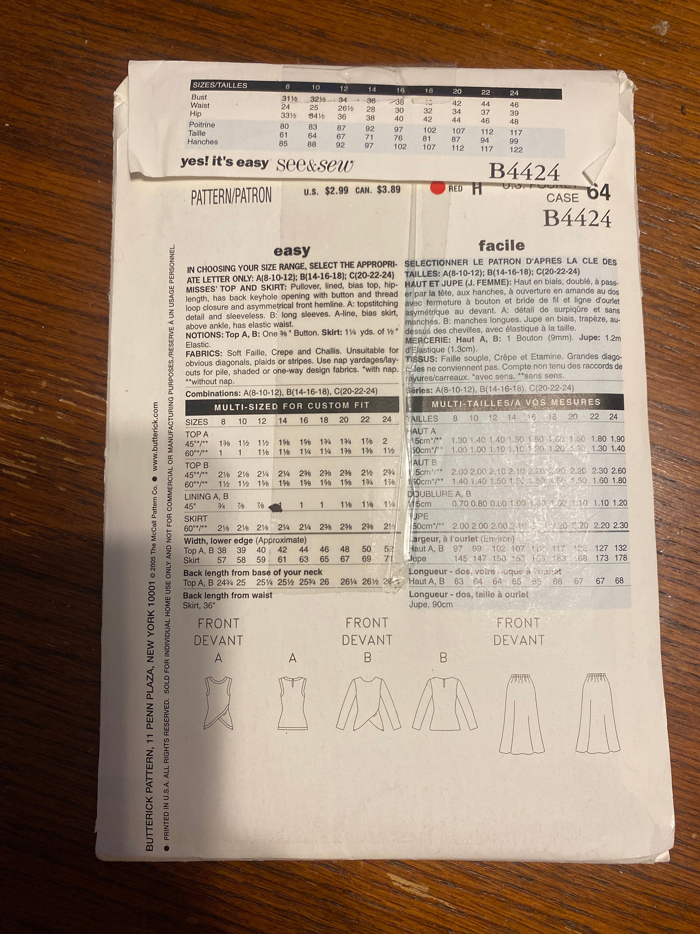 Butterick See& Sew Skirt and Top Pattern - Etsy