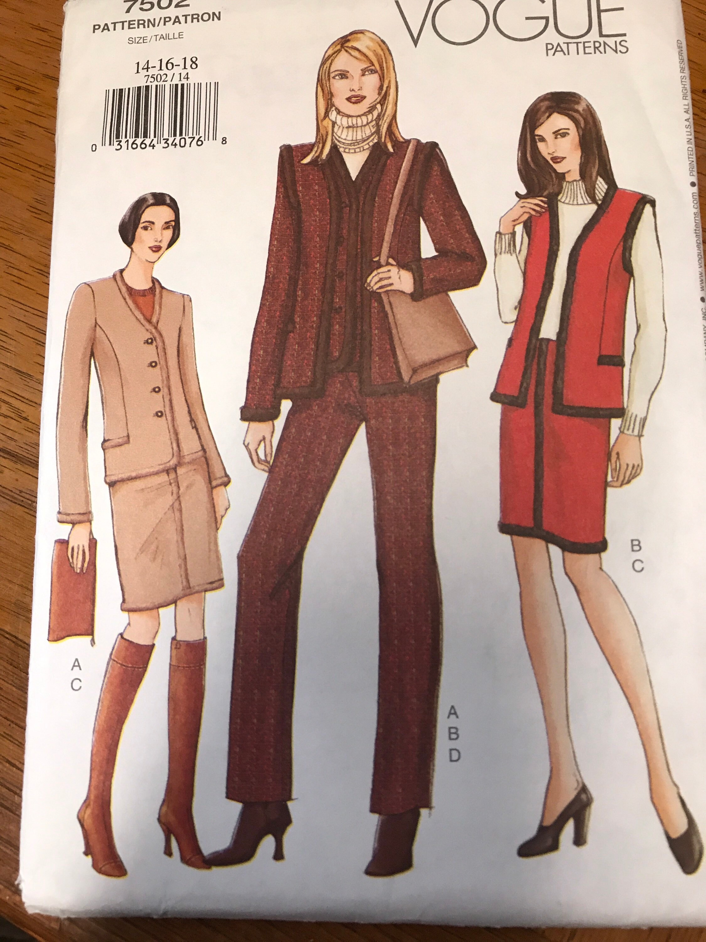 Vogue 7502 Suit Pattern - Etsy