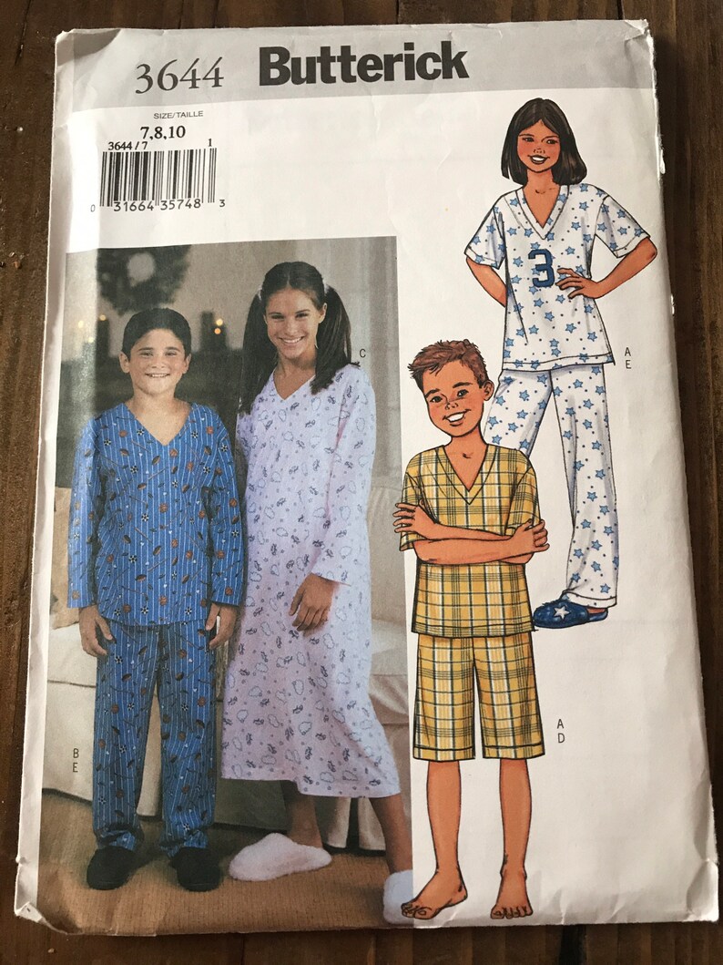 Butterick 3644 Kids Pajama Pattern - Etsy