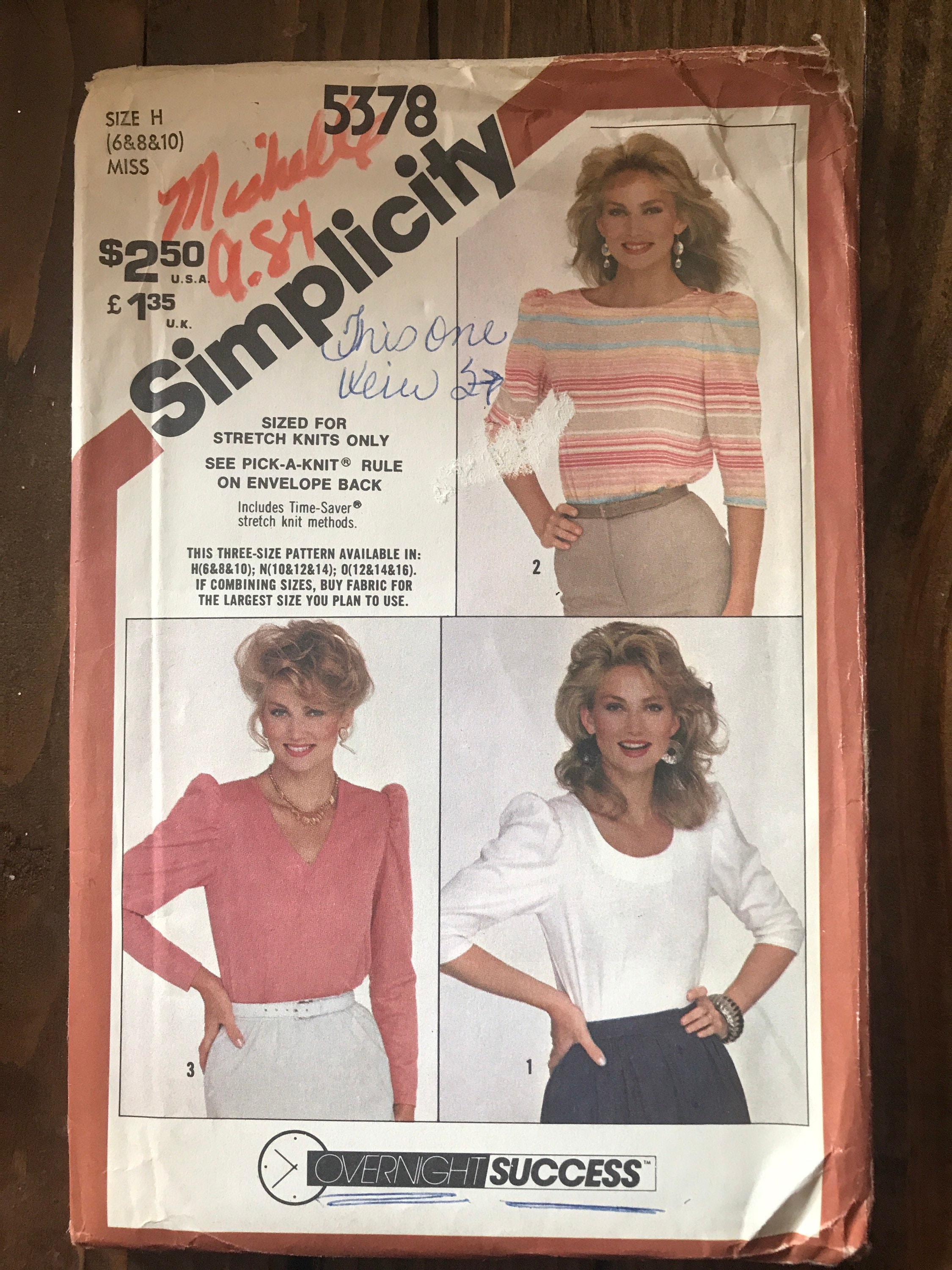 Simplicity 5378 Pullover Top Pattern - Etsy