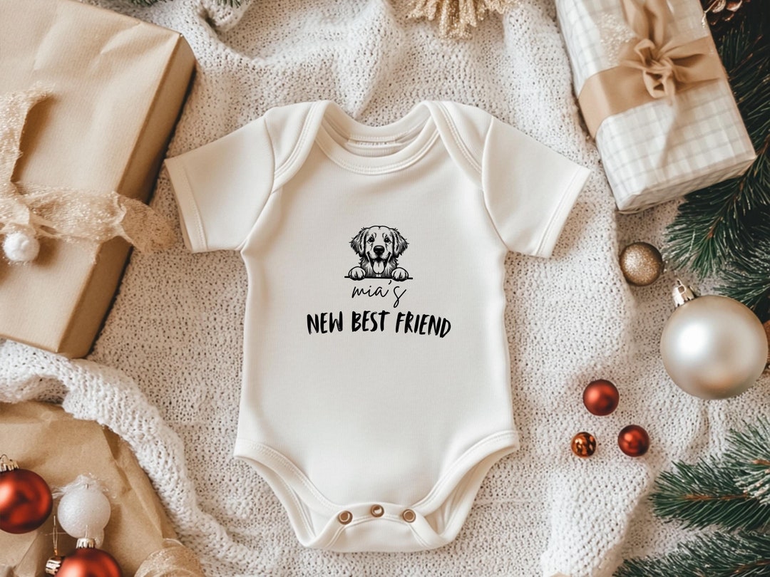 New Best Friend Personalized Baby Bodysuit With Cute Puppy Print ...