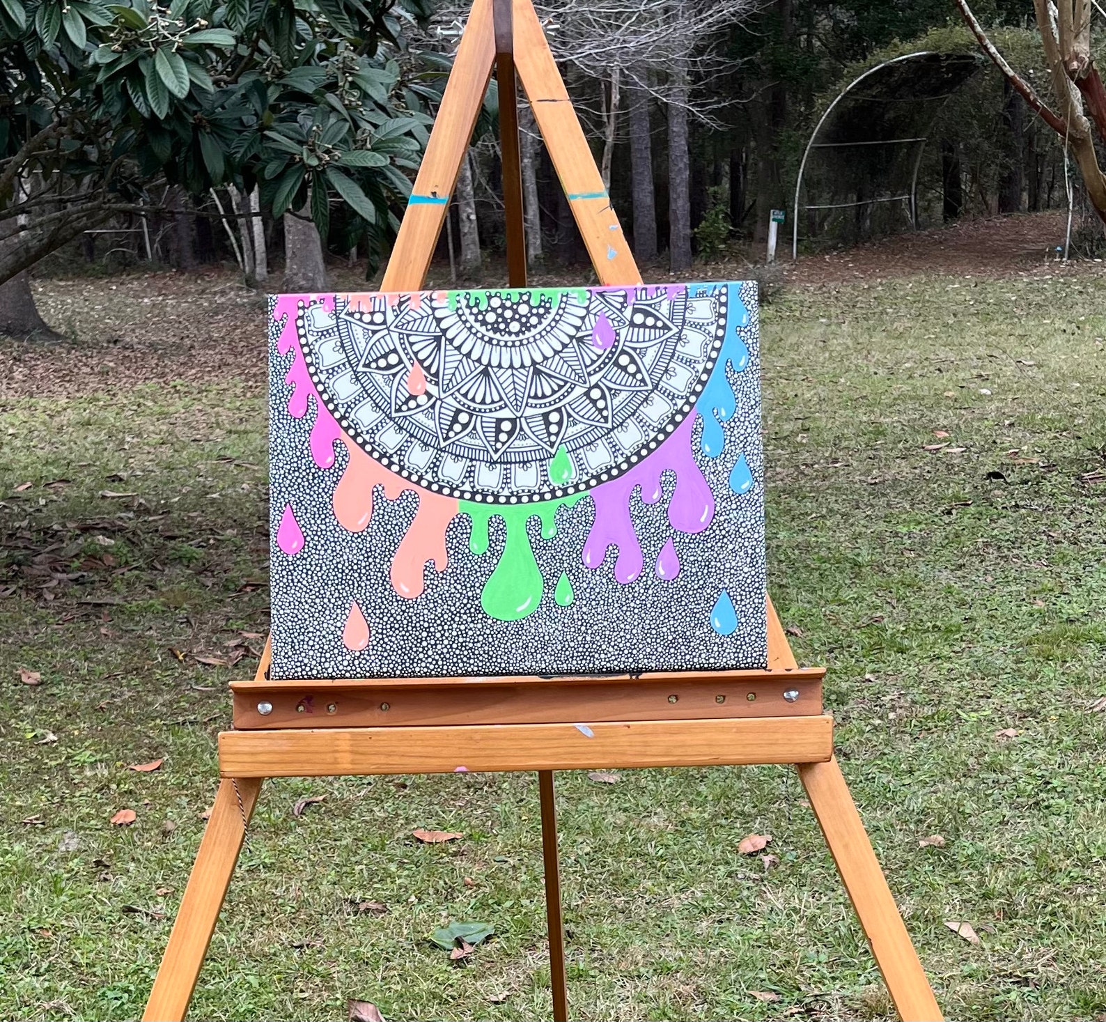 Colorful Mandala Drip Acrylic Painting - Etsy