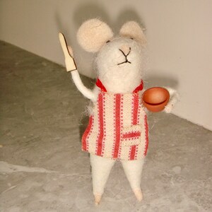 Pin Felt Needle Felted Collectible Chef Cook Mouse With Striped Apron ...
