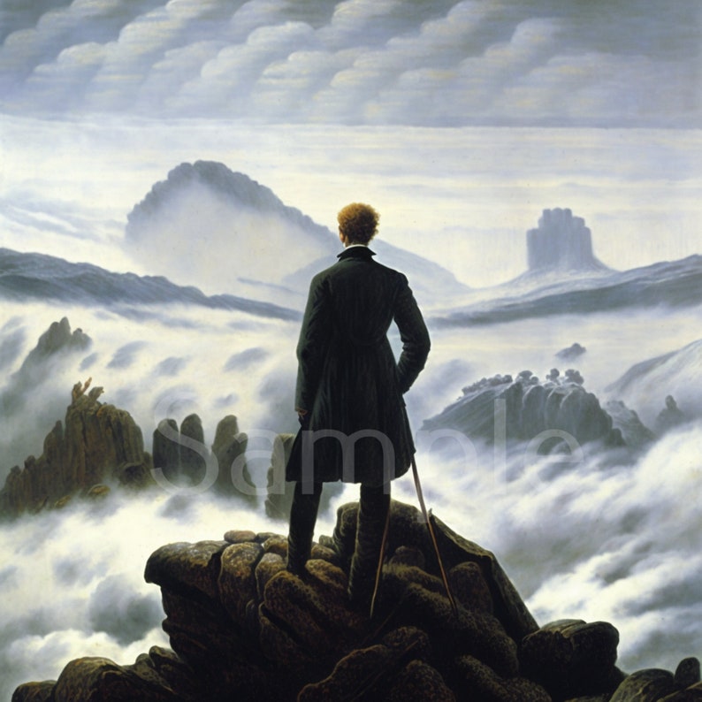 Caspar David Friedrich Wanderer Above the Sea of Fog 1818 Rendition - Etsy