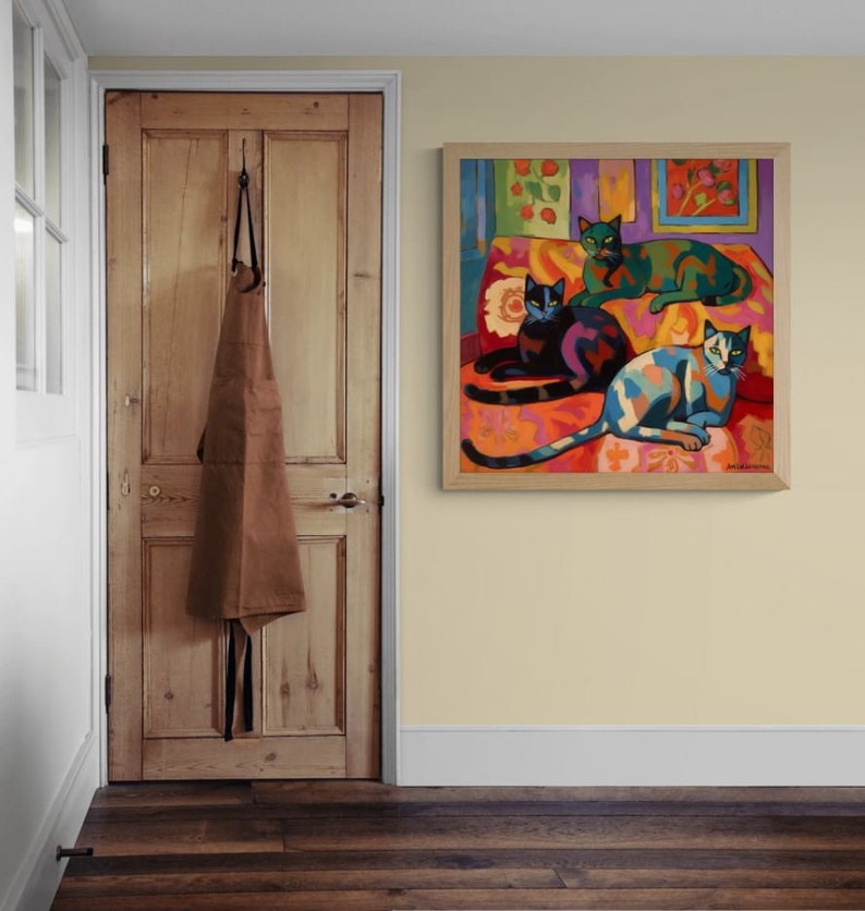 Henri Matisse, Depicting His Three Cats Lounging Together in a Cozy ...