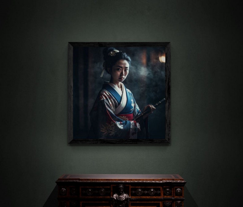 Japanese Geisha Holding a Samurai Sword V3 - Etsy
