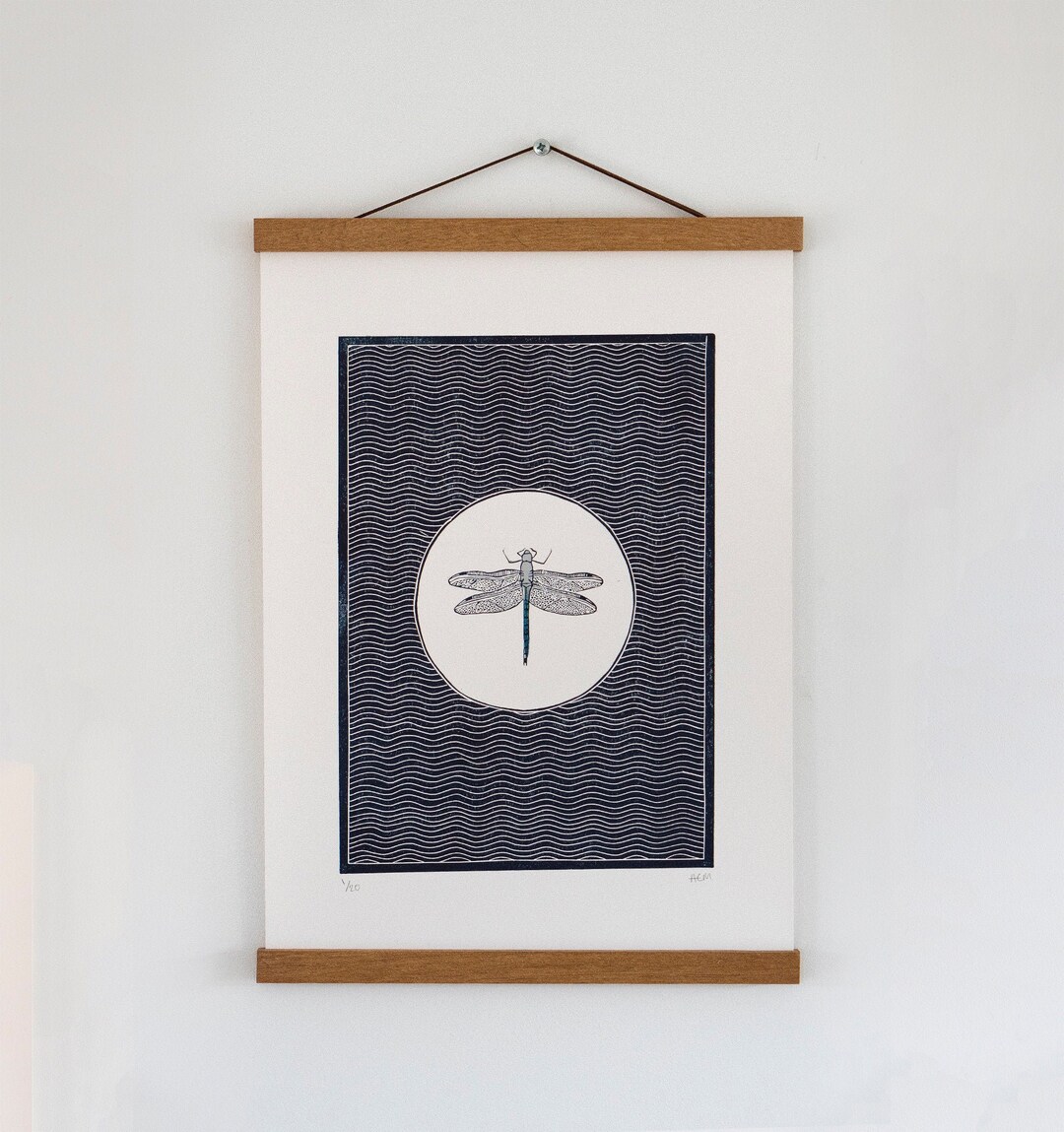 Dragonfly Linocut Print - A3 Print Detail - an Original, Limited ...