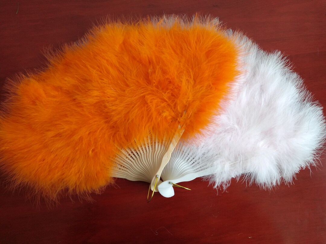 Light Pink/orange Feather Fan,dance Fan,cheap Burlesque Fans,size ...