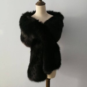 Black Color,faux Fur Shawl Thick Faux Fur Scarf Imitated Fox Fur Cape ...