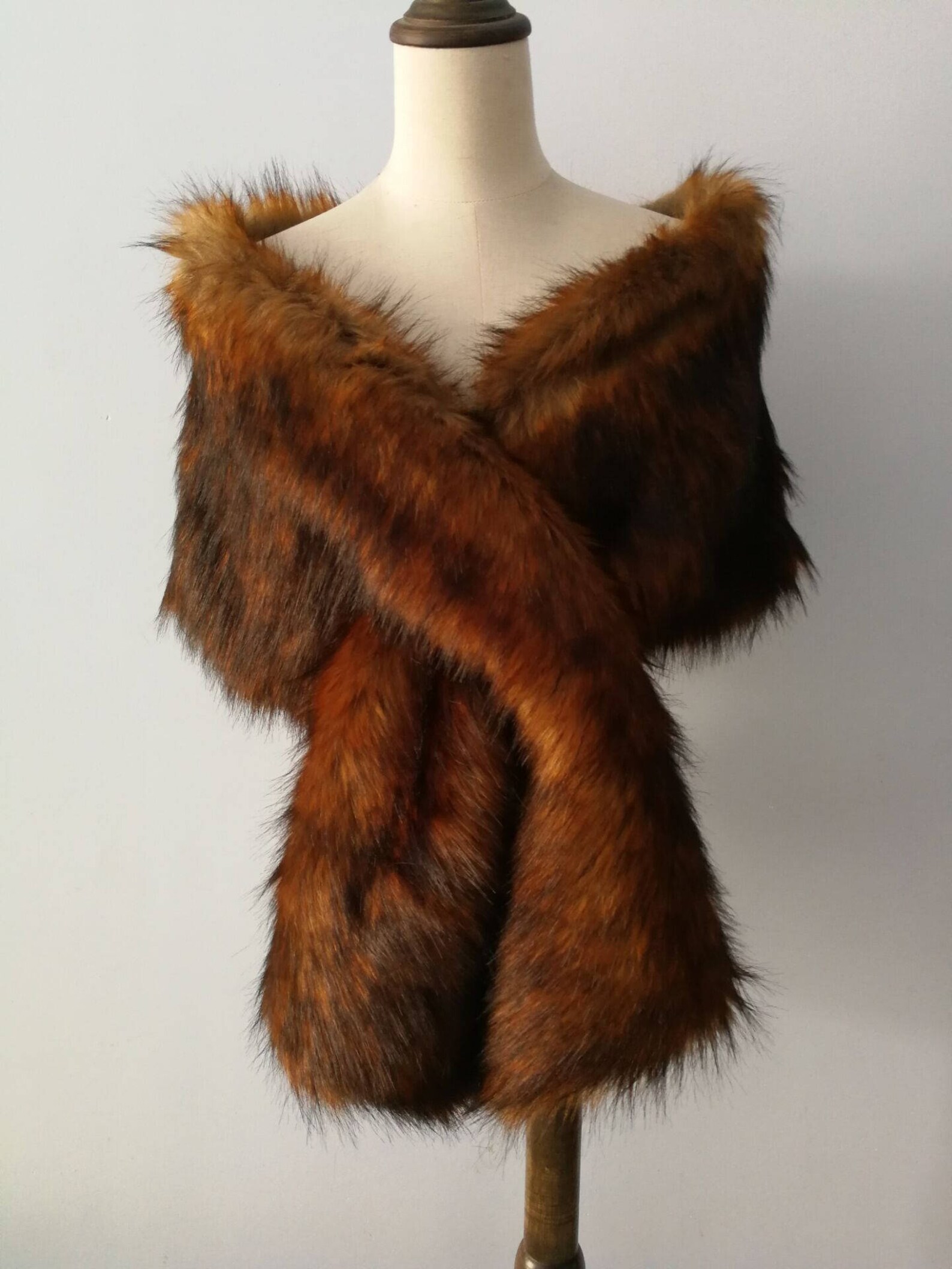 Natural Dark Brown Colorlong Large Faux Fur Shawl Thick Faux - Etsy