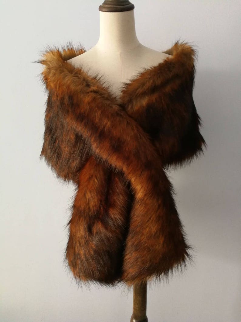 Natural Dark Brown Colorlong Large Faux Fur Shawl Thick Faux - Etsy