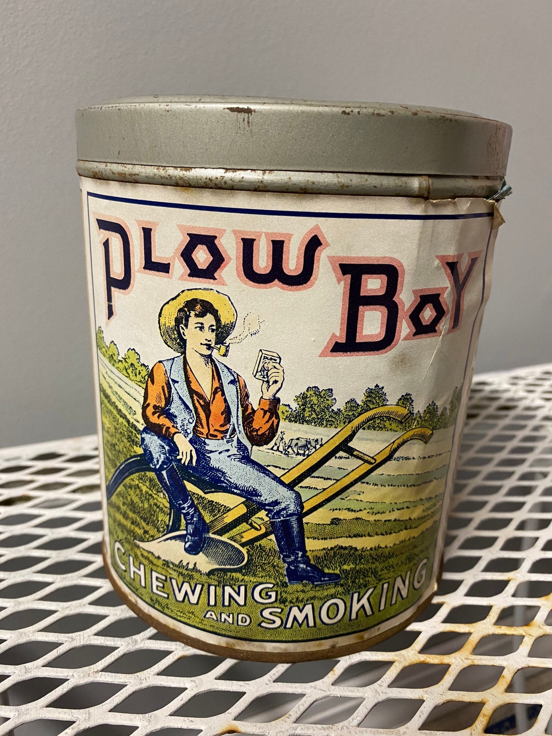 Vintage Plow Boy Tobacco Container - Etsy
