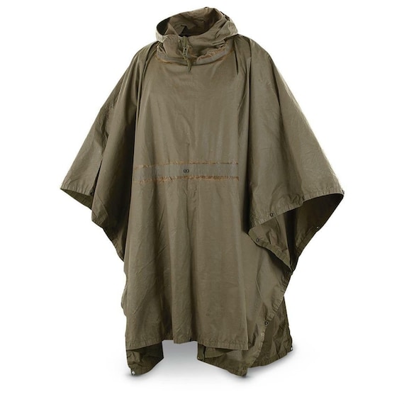 German Army Wet Weather Rain Poncho Waterproof Olive Hooded - Etsy