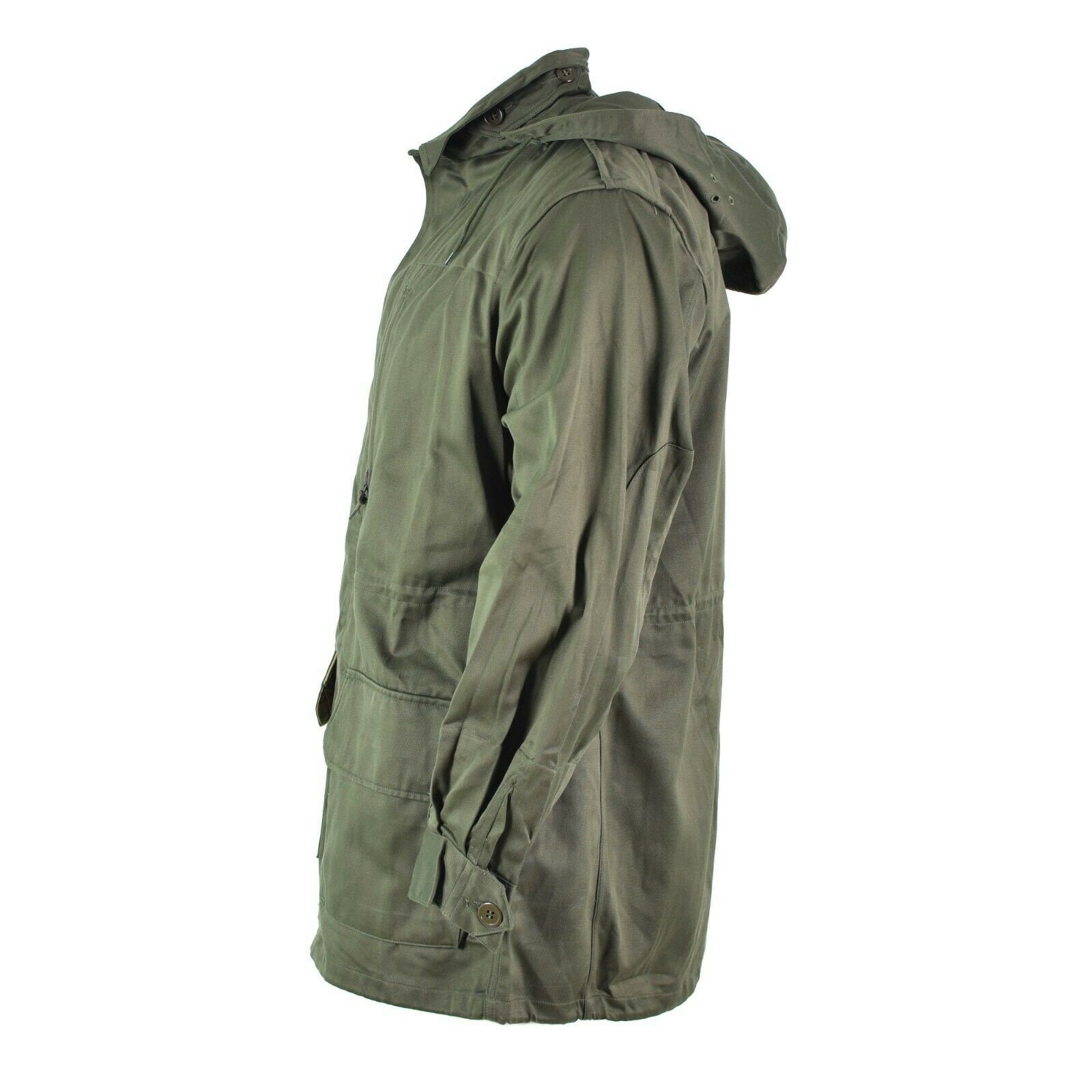 Original French army Olive OD jacket fatigue combat military hooded ...