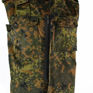 Original GERMAN ARMY VEST Zipped Flecktarn Camo Tactical Combat Bw Army ...
