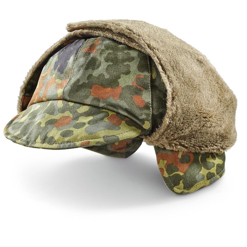 Genuine German Army Military Winter Pile Cap Flecktarn Hat | Etsy