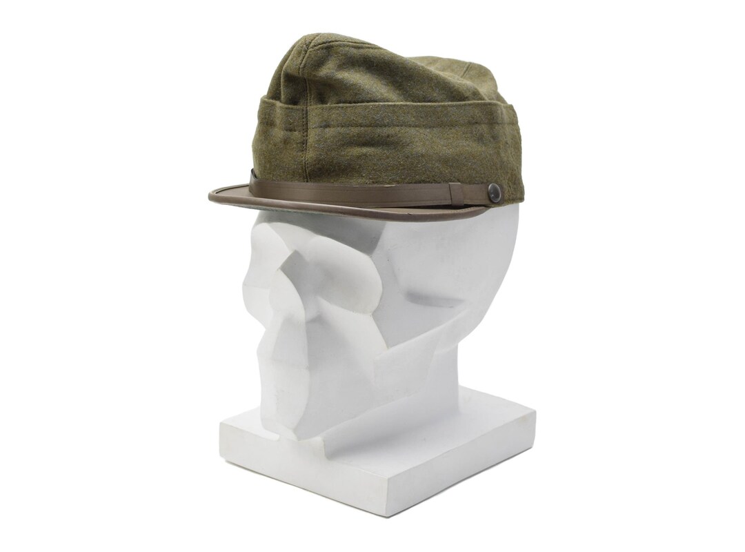 Original Italian Military Snapback Field Cap Olive Wool Lightweight ...