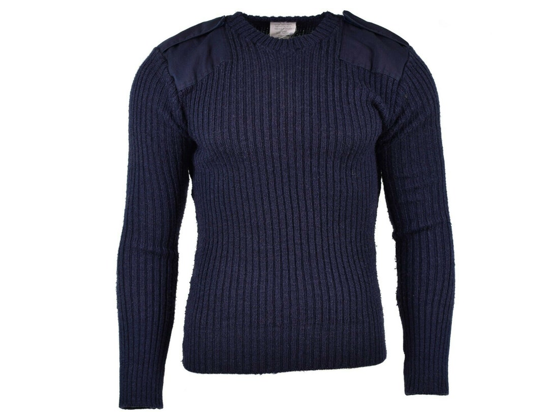 Original British Army Navy Blue Sweater Commando Jumper Pullover Round ...