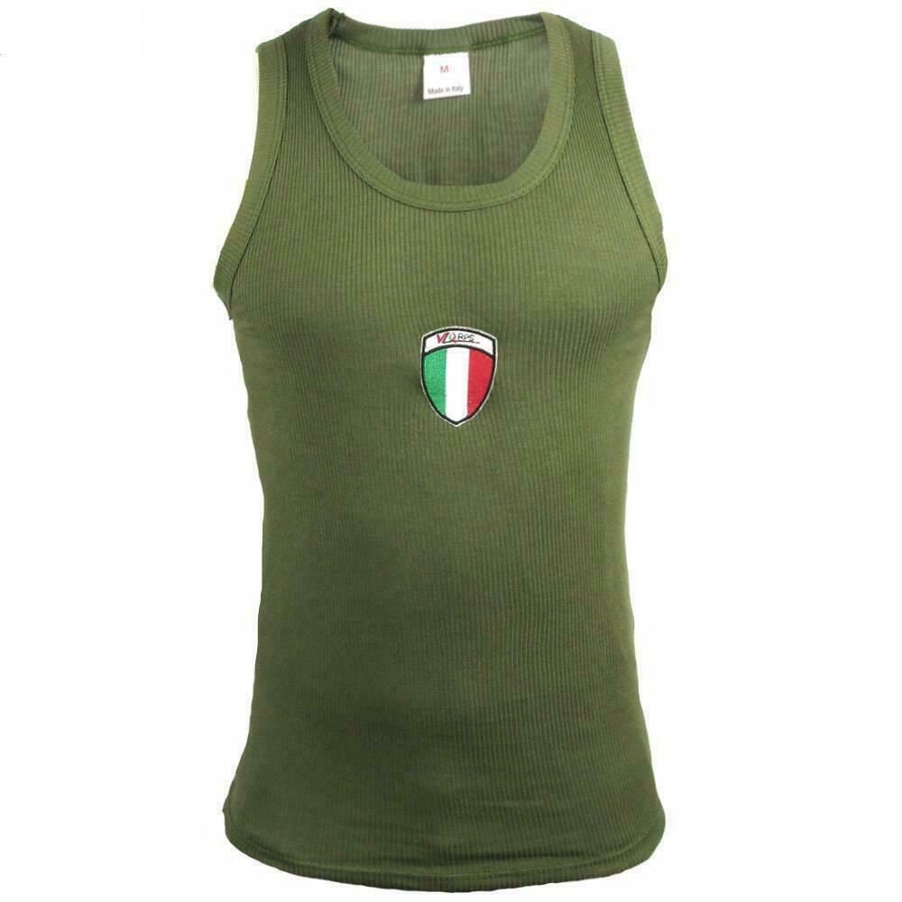 Original Italian army Tank t-shirt green cotton OD NEW