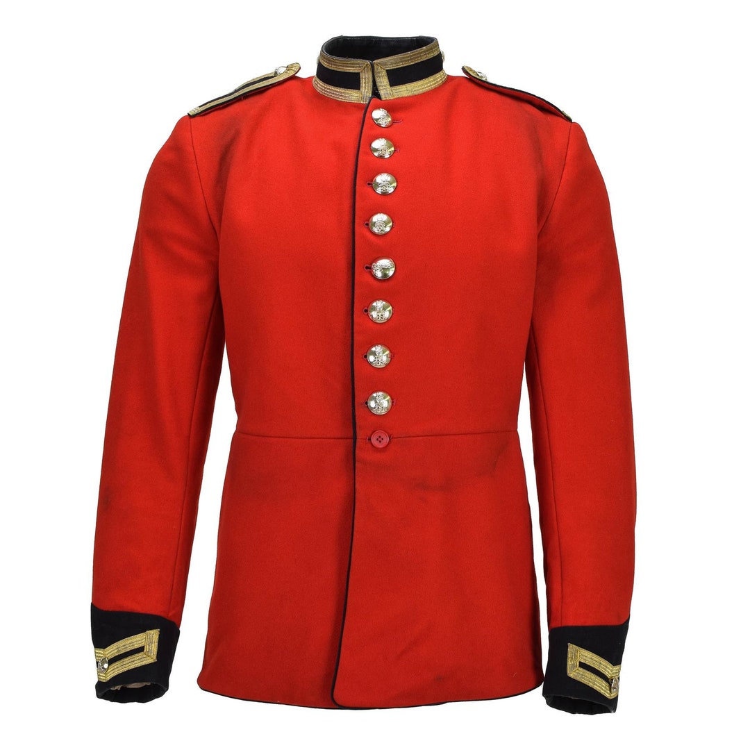 Original British Military Jacket Tunic Style Wool Solid Red Golden ...