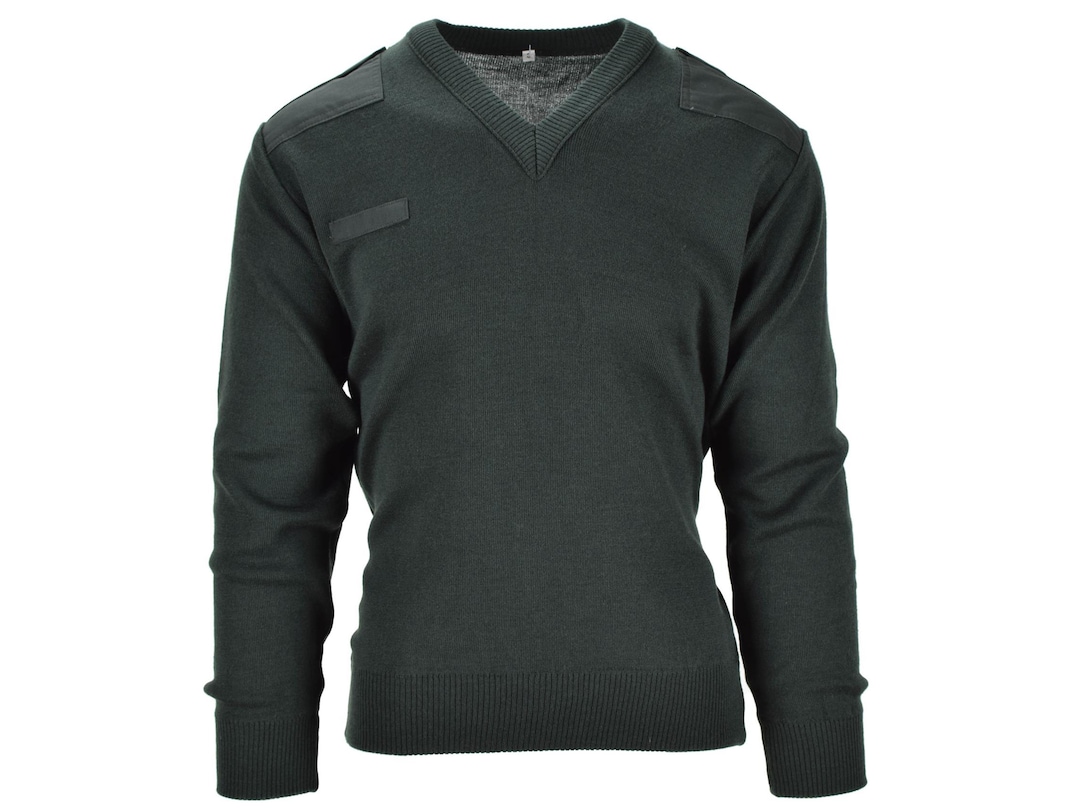 Genuine Dutch Sweater Army Pullover Commando Jumper Dark Green V-neck ...