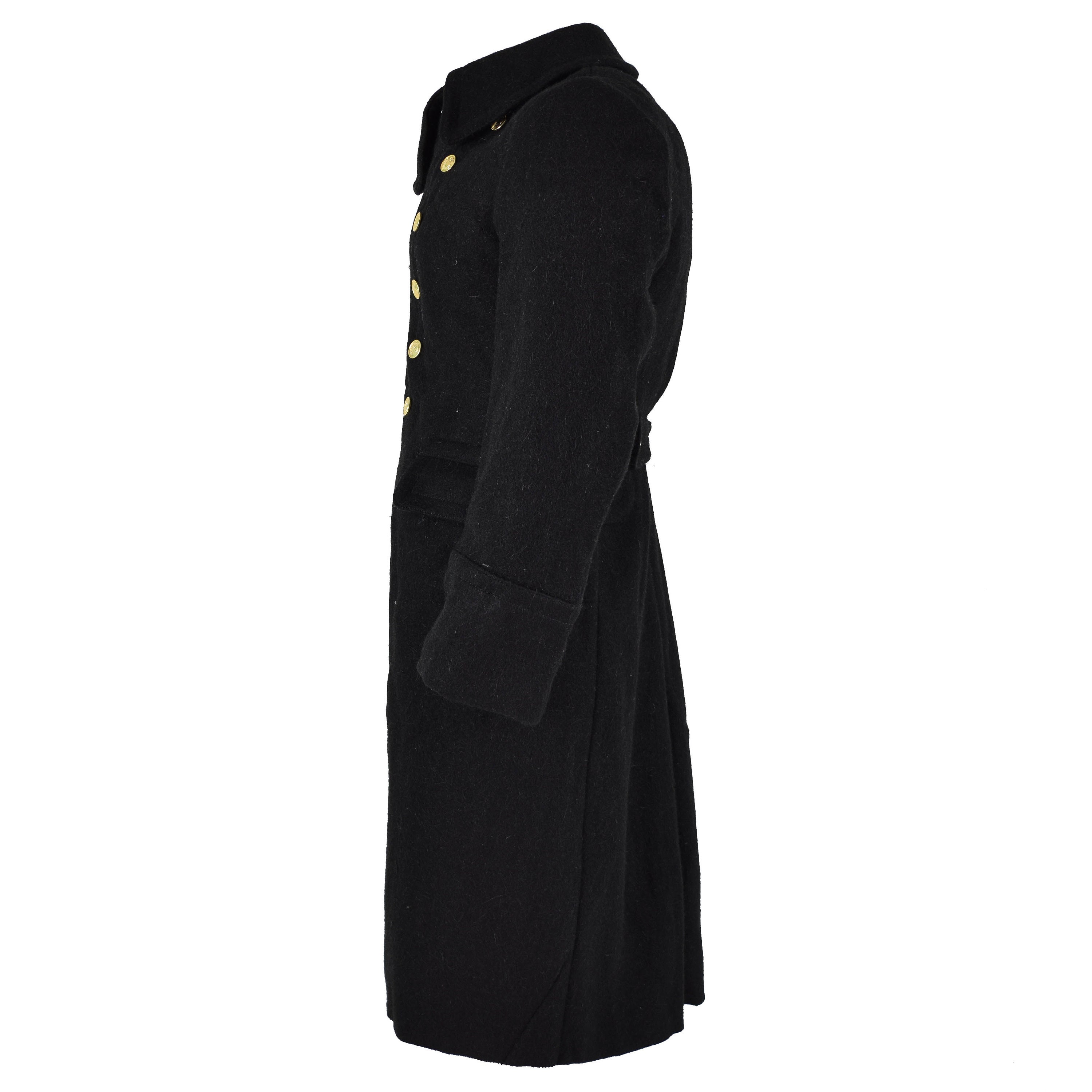 Original Soviet Russian army Wool Overcoat Black long officer Navy ...