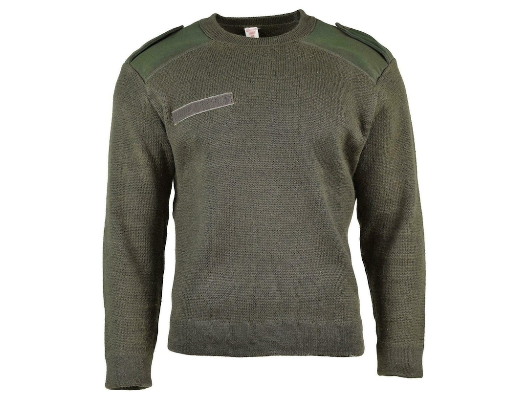 Genuine French Army Sweater Olive Commando Military Men Pullover Round ...
