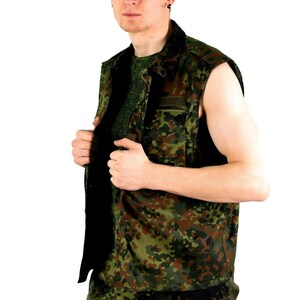 Original GERMAN ARMY VEST Zipped Flecktarn Camo Tactical Combat Bw Army ...