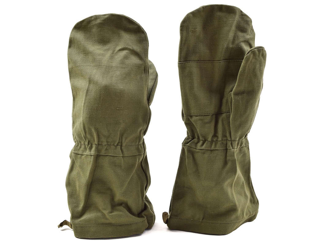 Genuine French Army Mittens Cotton Gloves Olive OD Durable Workwear ...