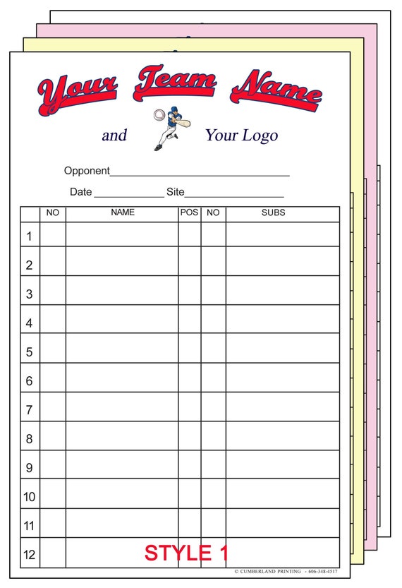 Baseball Softball Line-up Cards W/team Roster names - Etsy