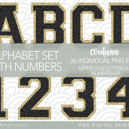 Vintage Patch Digital Alphabet PNG Letter Set Black and White - Etsy