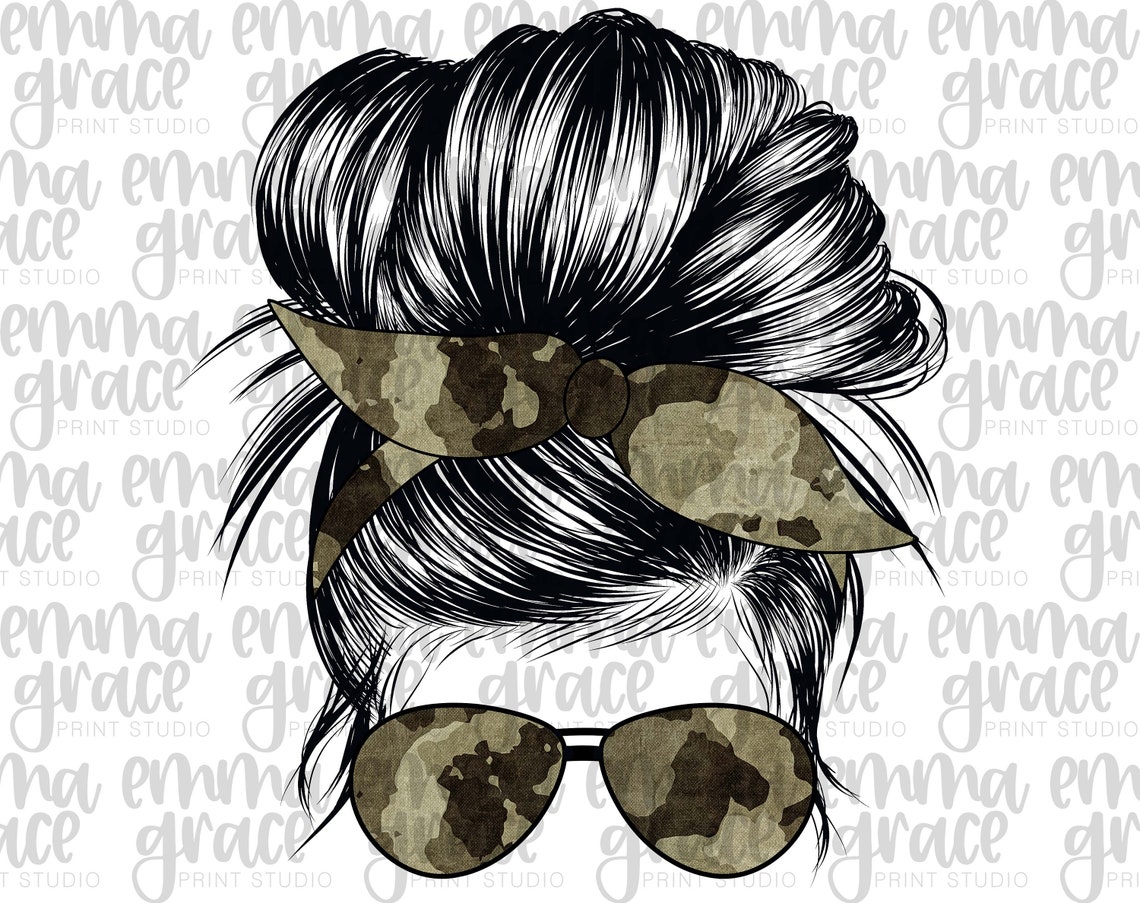 Messy Bun Mom Camo PNG Mom Life Camouflage Digital - Etsy