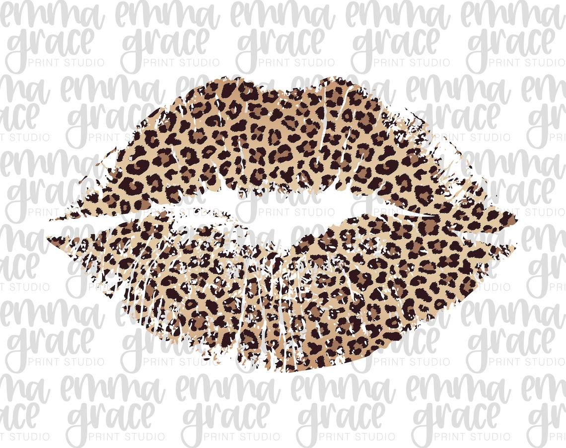 Distressed Leopard Lips PNG Leopard Print Animal Print Kiss | Etsy