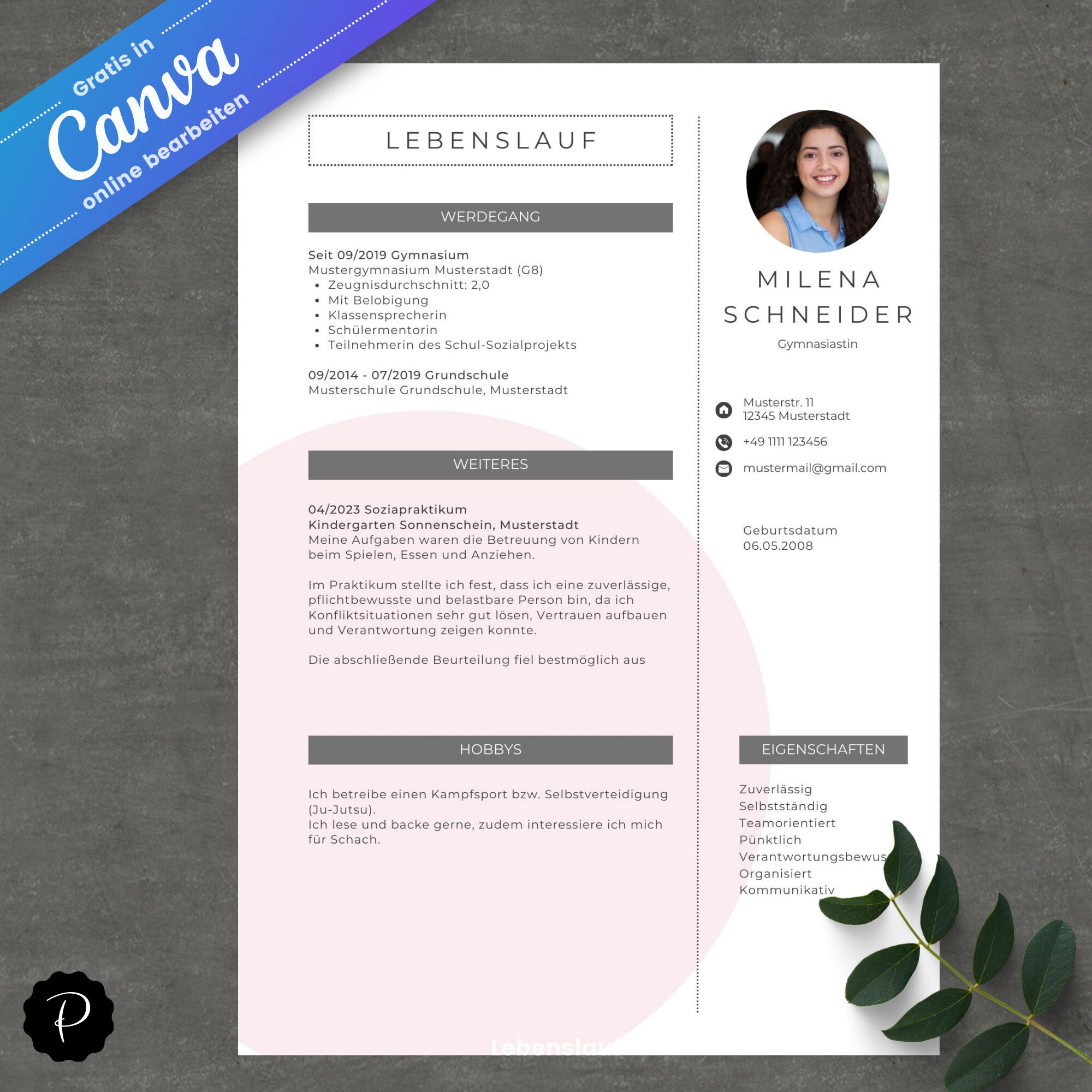 Canva Student Resume, Internship, Application Template, German, Modern ...
