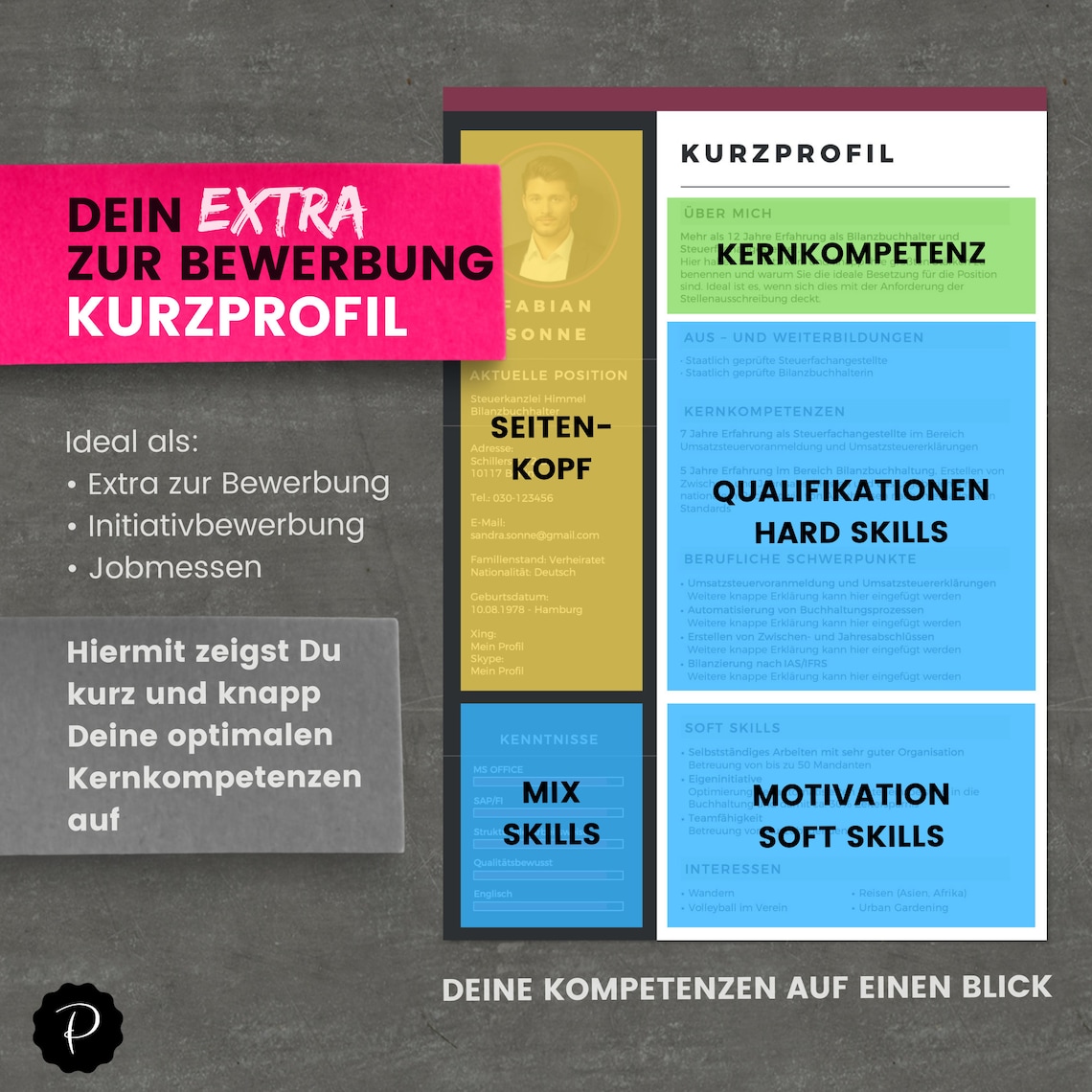 Kurzprofil Bewerbungsvorlage Lebenslauf Vorlage Deutsch CV - Etsy.de