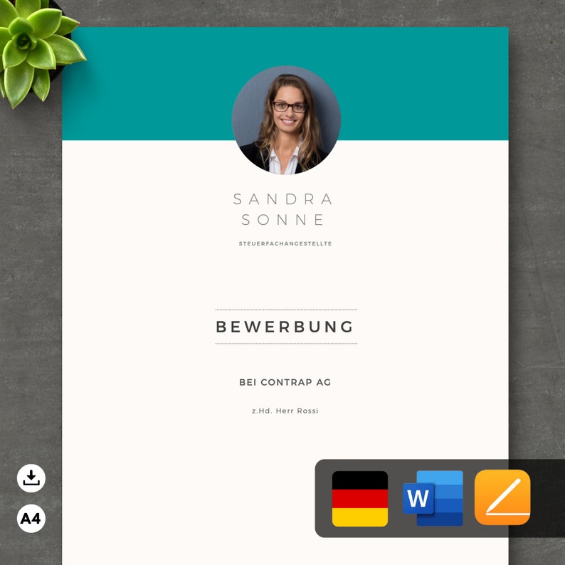 Resume Template Word & Pages, Application Template German, Cover Sheet ...