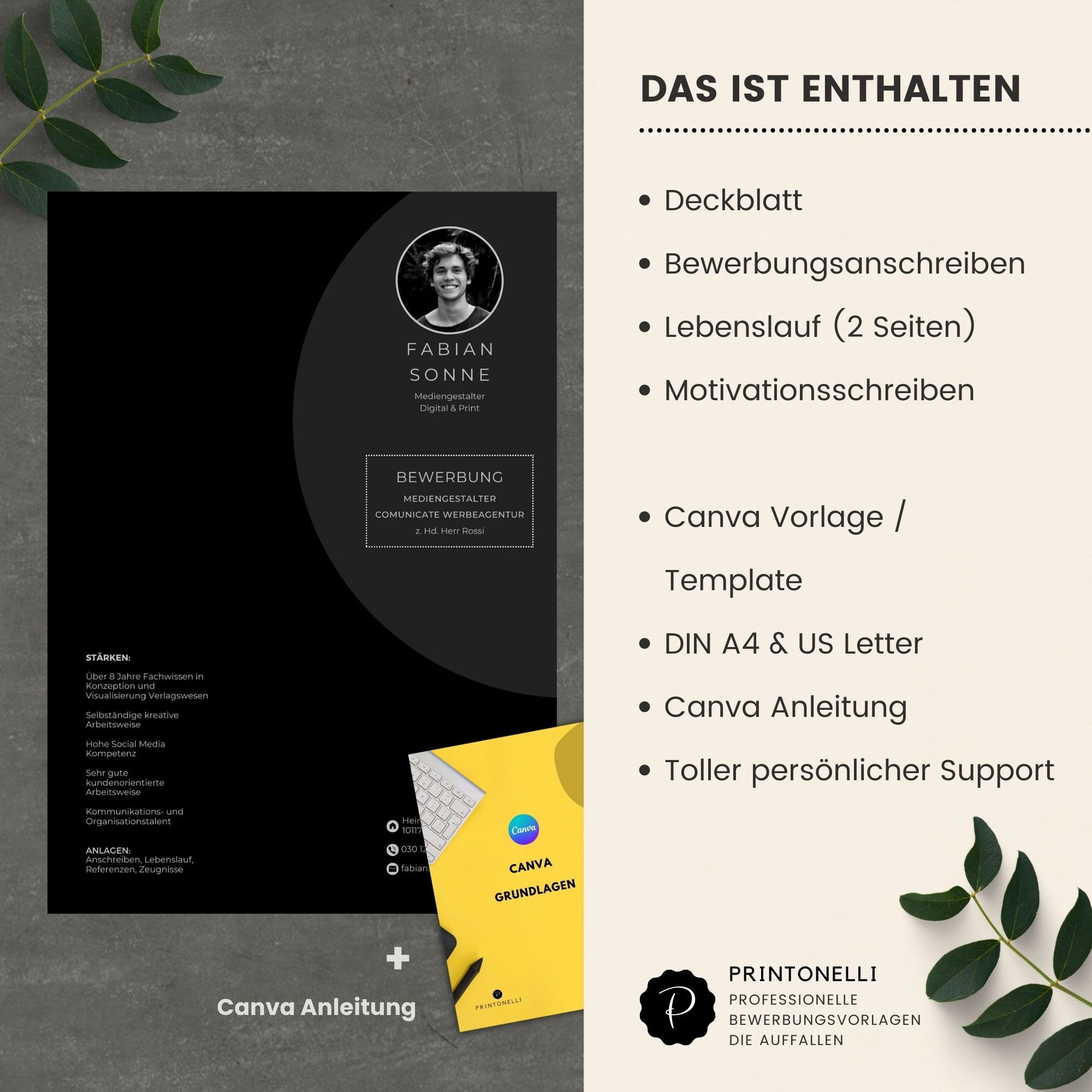 Canva Application Template, Resume Template German, Modern Resume ...