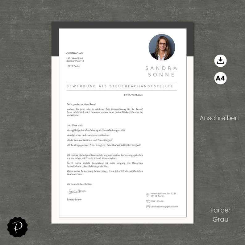Resume Template Word & Pages, Application Template German, Cover Sheet ...