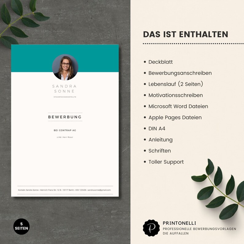 Resume Template Word & Pages, Application Template German, Cover Sheet ...