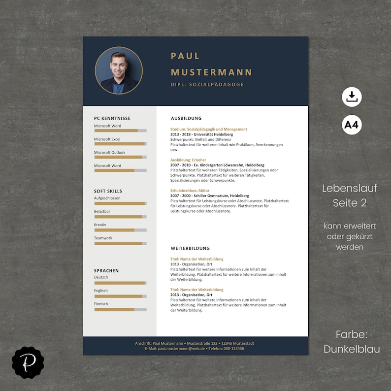 Resume Template Word & Pages, Application Template German, Cover Sheet ...