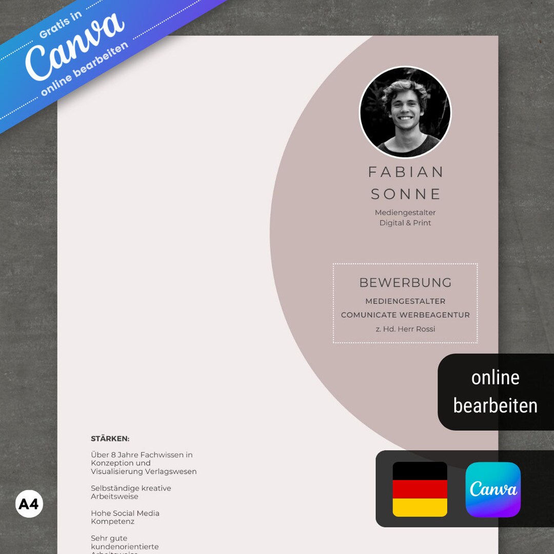 Canva Application Template, Resume Template German, Modern Resume ...
