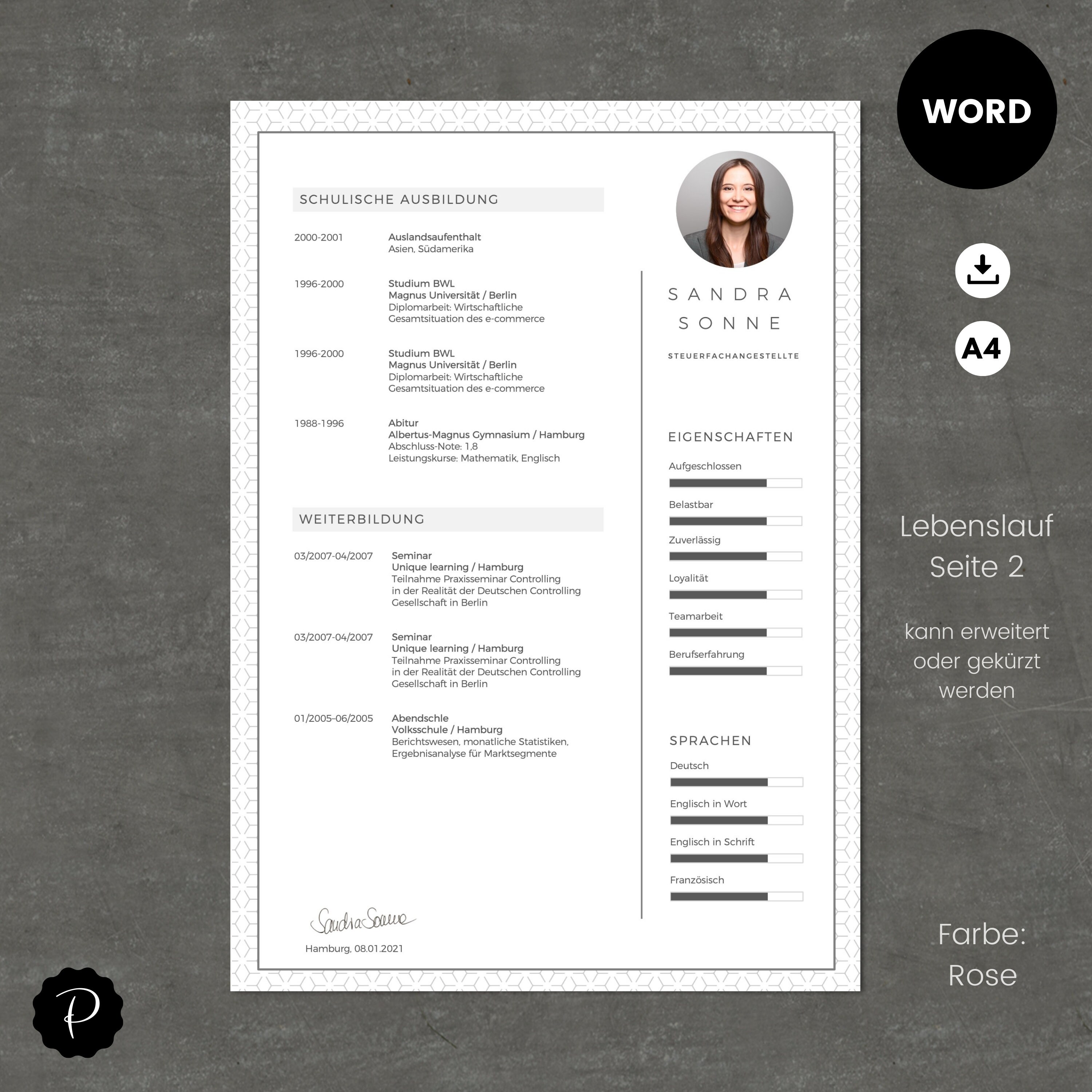 Application Template CV Template German Creative Professional - Etsy