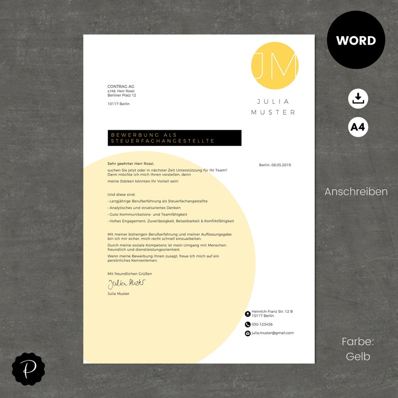 Resume Template Word & Pages, Application Template German, Cover Sheet ...