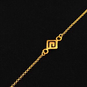Sterling Silver 925 Ancient Greek Key Meander Fine Chain Gold Plated ...