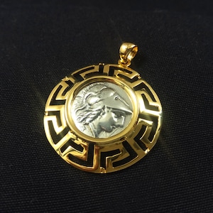 Sterling Silver 925 Meander Greek Key & Goddess Athena Gold - Etsy