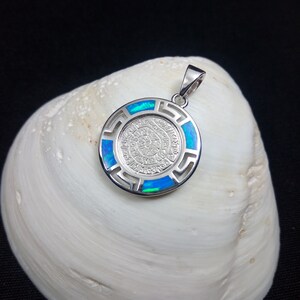 Sterling Silver 925 Phaistos Disc Blue Opal Greek Pendant, Silver Greek ...